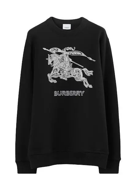 Burberry Embroidered Ekd Cotton Sweatshirt - Black