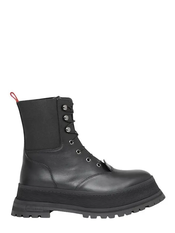 Burberry Leather Chunk Boots - Black