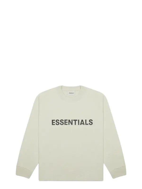 Fear Of God Essentials 3d Silicon Applique Boxy Long Sleeve T-shirt - Alfalfa Sage