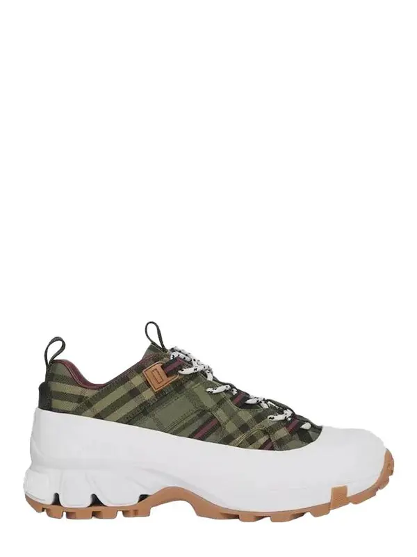 Burberry Arthur Check Cotton Sneakers - Military Green/white/brown