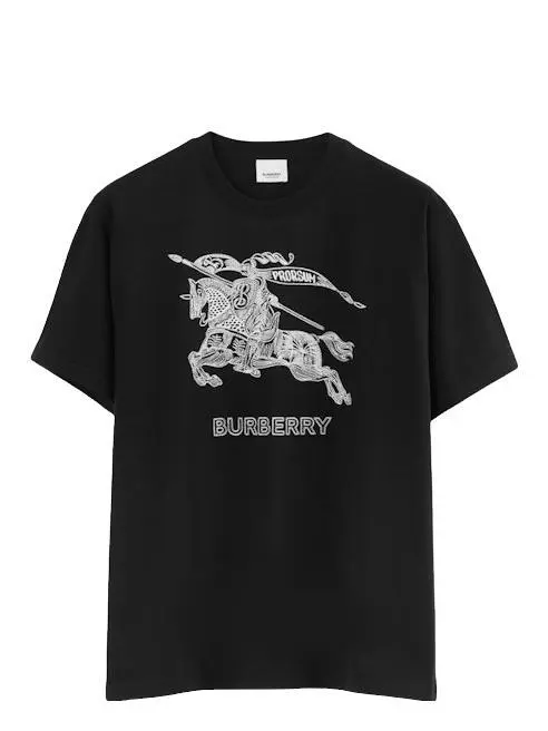 Burberry Embroidered Ekd Cotton Prorsum T-shirt - Black