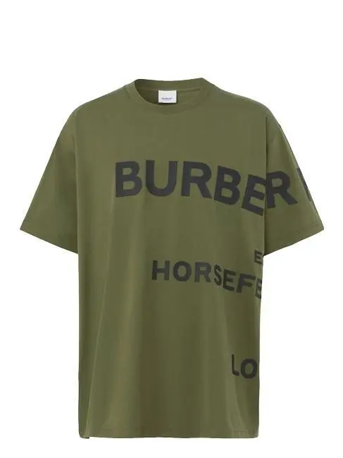 Burberry Horseferry Print Cotton Oversized T-shirt - Olive/black
