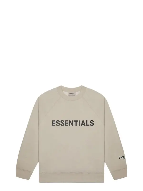 Fear Of God Essentials 3d Silicon Applique Crewneck - Olive/khaki