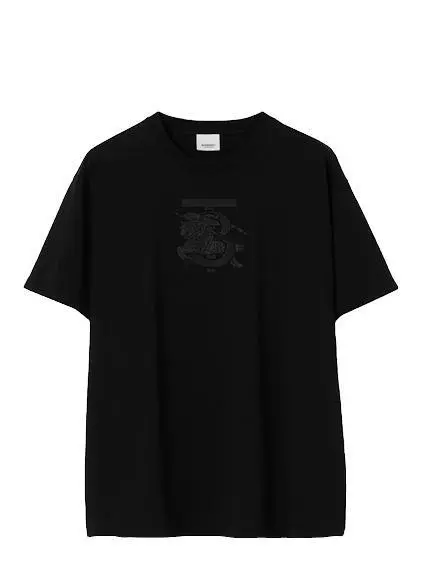 Burberry Embroidered Monogram Ekd Cotton T-shirt - Black