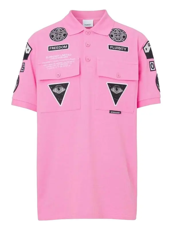Burberry Bubblegum Badgeapplique Polo Shirt - Pink
