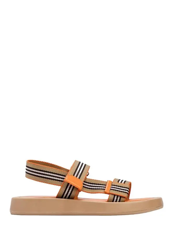 Burberry Icon Stripe Lambskin Sandals - Beige/orange