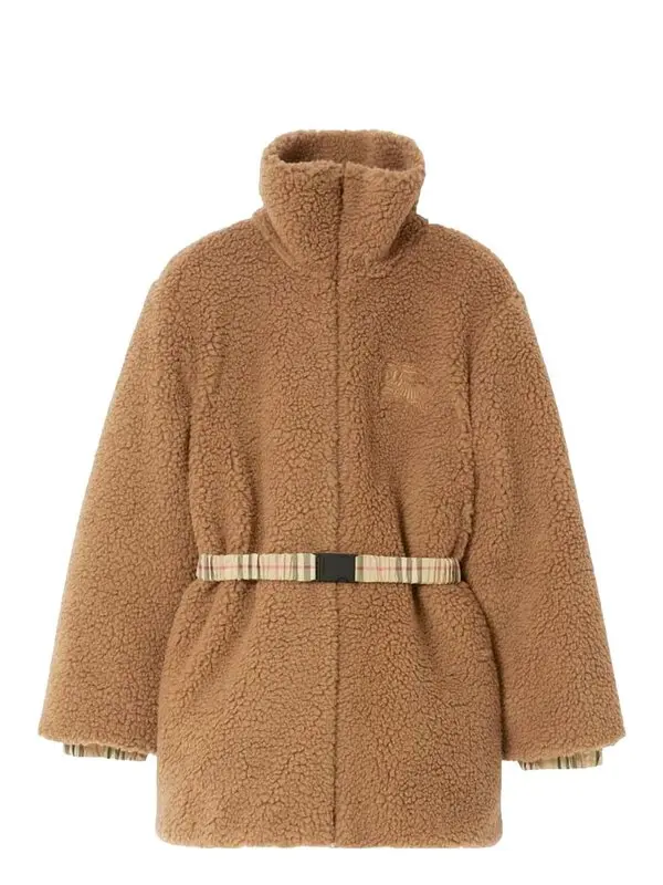 Burberry Belted Fleece Coat - Dusty Carmel