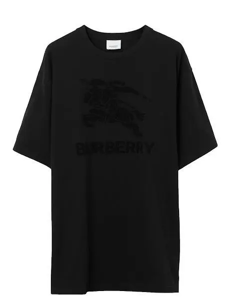 Burberry Embroidered Ekd Cotton T-shirt - Black