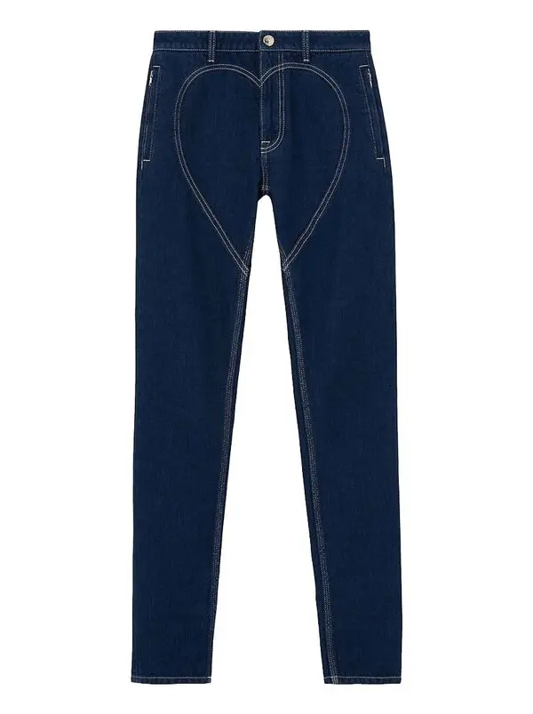 Burberry Heart Stitched Straight Leg Jeans - Blue