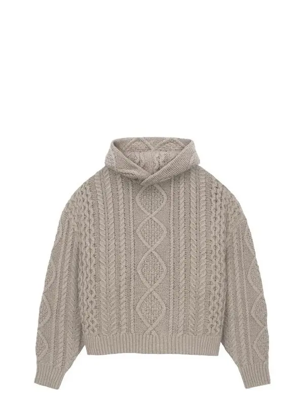 Fear Of God Essentials Cable Knit Hoodie - Core Heather