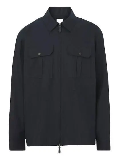 Burberry Cotton Zip-up Jacket - Navy Blue