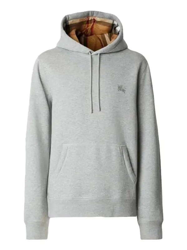 Burberry Embroidered Cotton-blend Hoodie - Pale Grey Melange