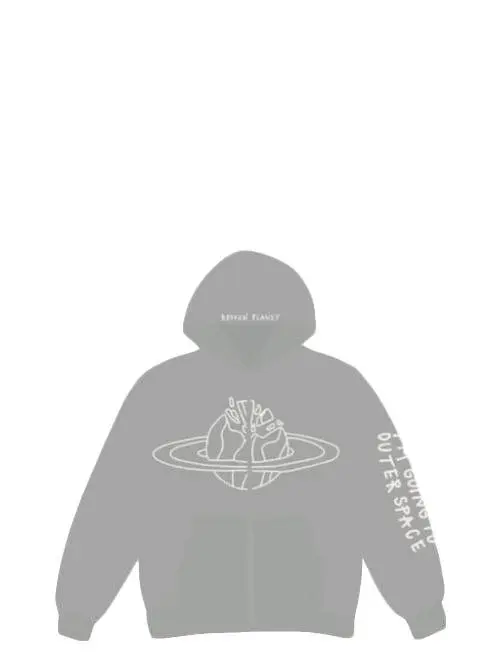BROKEN PLANET Outer Space Zip Up Hoodie - Grey