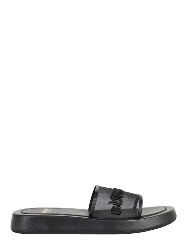 Burberry Embroidered Logo Slides - Black
