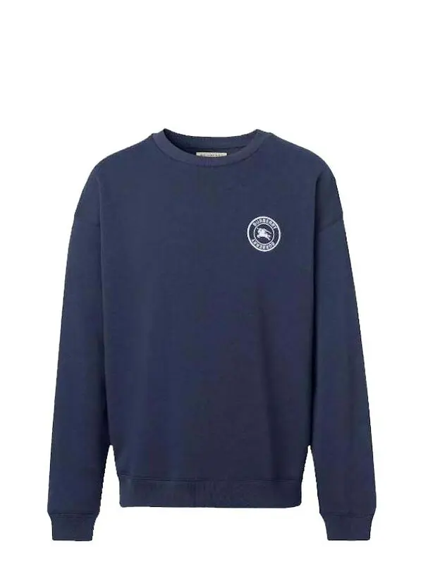 Burberry Embroidered Logo Cotton Sweatshirt - Navy Blue