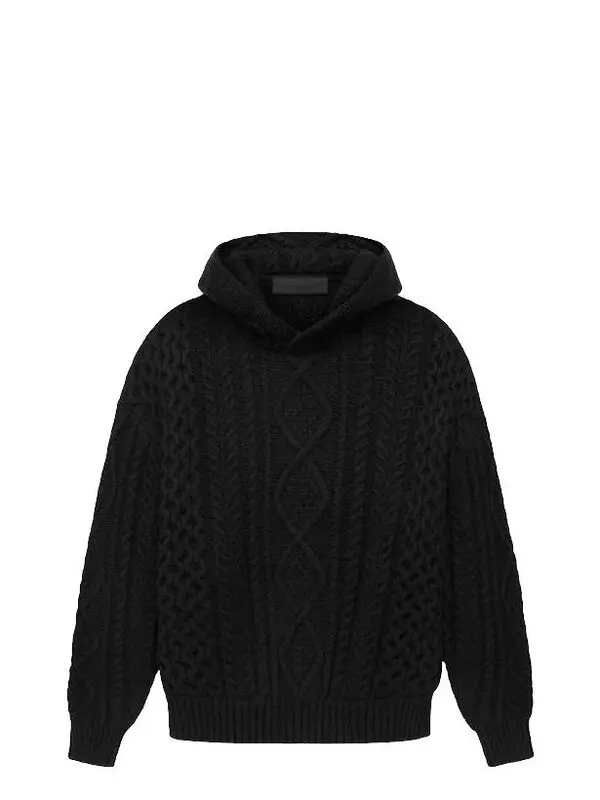 Fear Of God Essentials Cable Knit Hoodie - Black