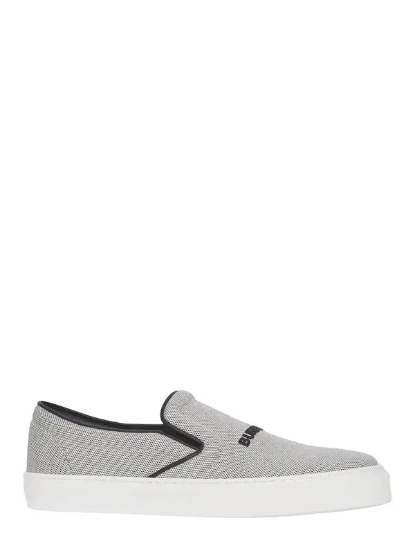 Burberry Canvas And Leather Slip-on Sneakers - Black/white