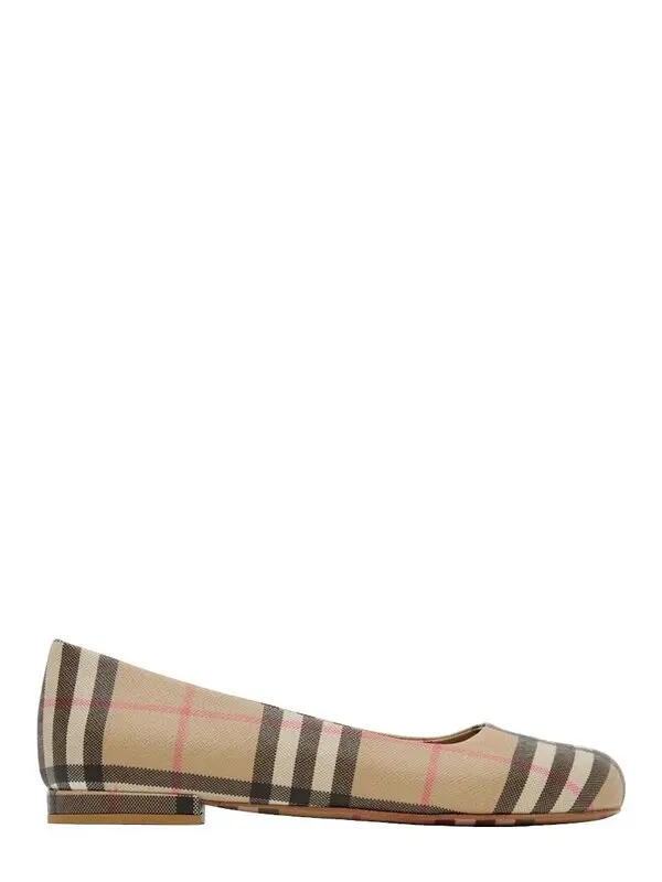 Burberry Joy Vintage Check Patent Ballerina Flat - Beige