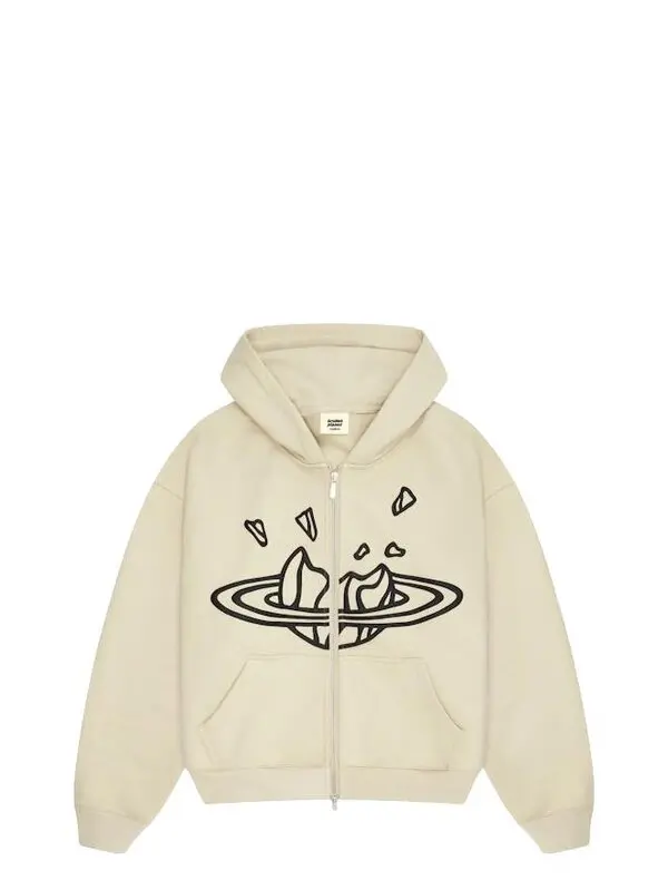 BROKEN PLANET Zip-up Hoodie - Bone White