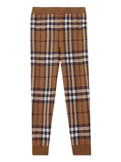 Burberry Check Cashmere Jogging Pants - Dark Birch Brown
