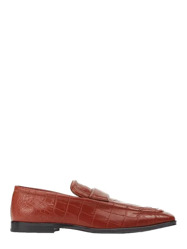 Bottega Veneta Croc-effect Leather Loafer - Brown