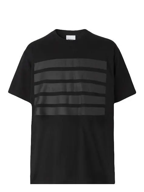 Burberry Horseferry Stripe Print Cotton Oversized T-shirt - Black