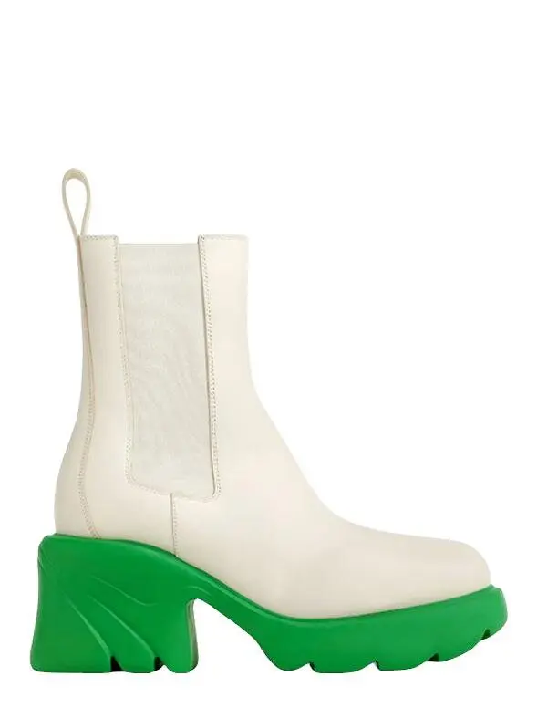 Bottega Veneta Flash Shearling Ankle Boots - White/green