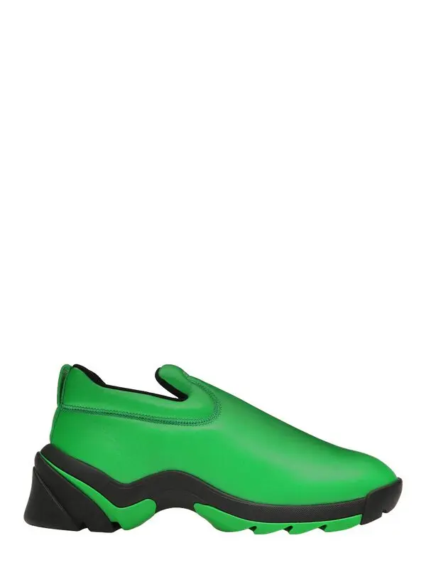 Bottega Veneta Lagoon Low Top Leather Sneakers - Black/green