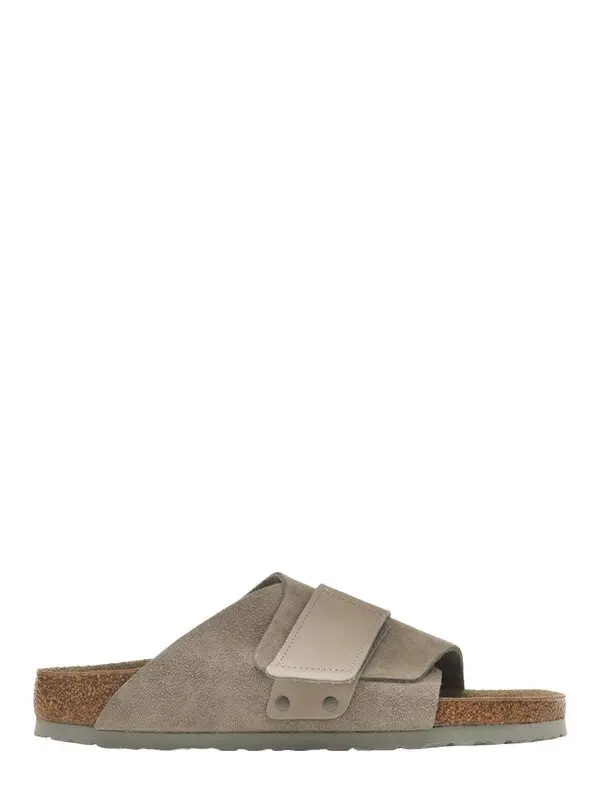 BIRKENSTOCK Kyoto Nubuck Suede Slides - Stone Coin