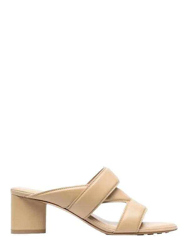 Bottega Veneta Leather Crossover Strap Sandal - Beige