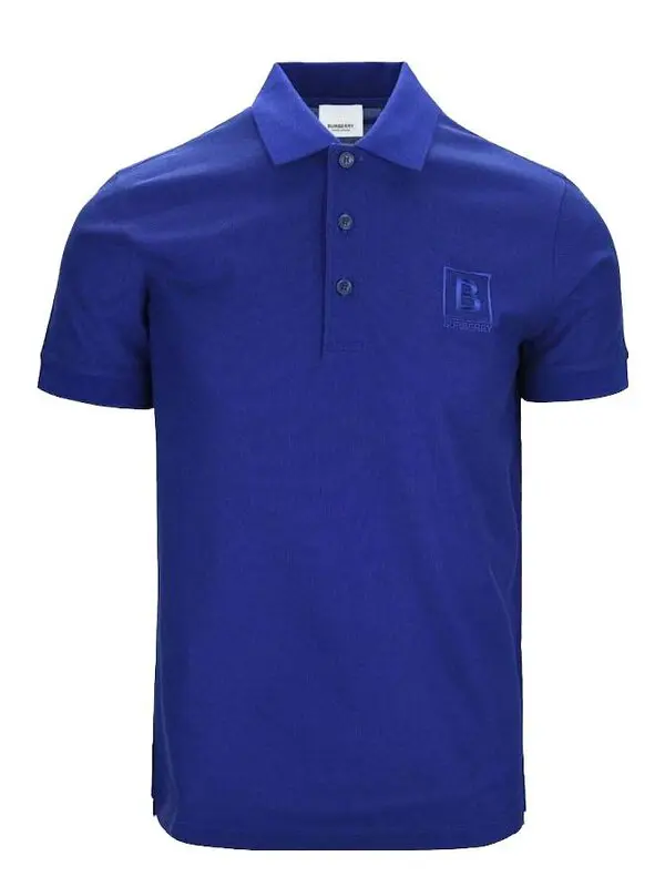 Burberry Letter Graphic Cotton Pique Polo Shirt - Blue