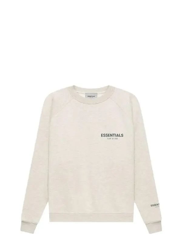 Fear Of God Essentials Core Collection Pullover Crewneck Sweatshirt - Light Heather Oatmeal