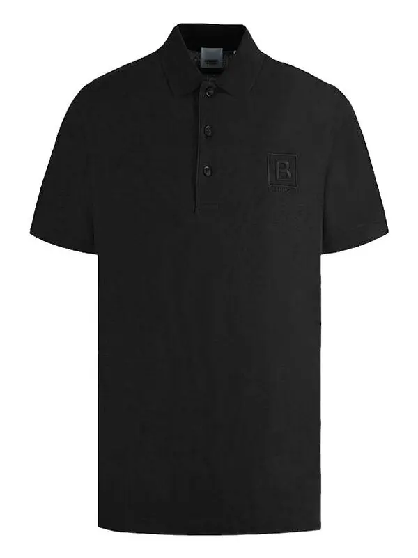 Burberry Letter Graphic Cotton Pique Polo Shirt - Black