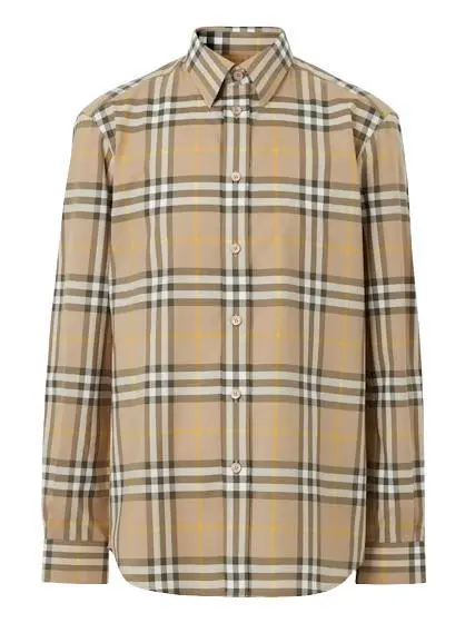 Burberry Check Cotton Shirt - Truffle