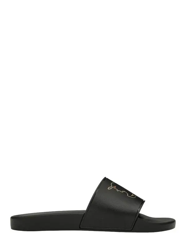 Burberry Check Ekd Motif Slide - Black