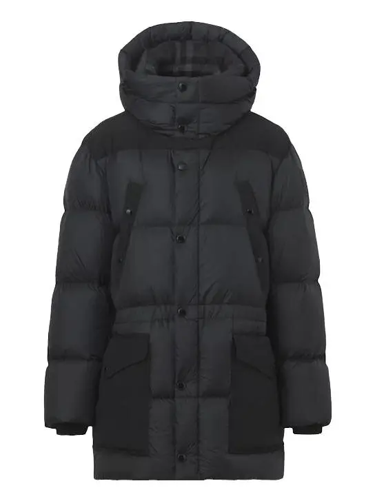 Burberry Logo Appliqué Nylon Puffer Coat - Charcoal Grey