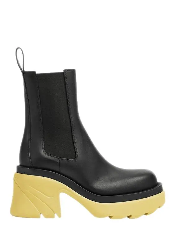 Bottega Veneta Flash Platform Ankle Boot - Black/yellow