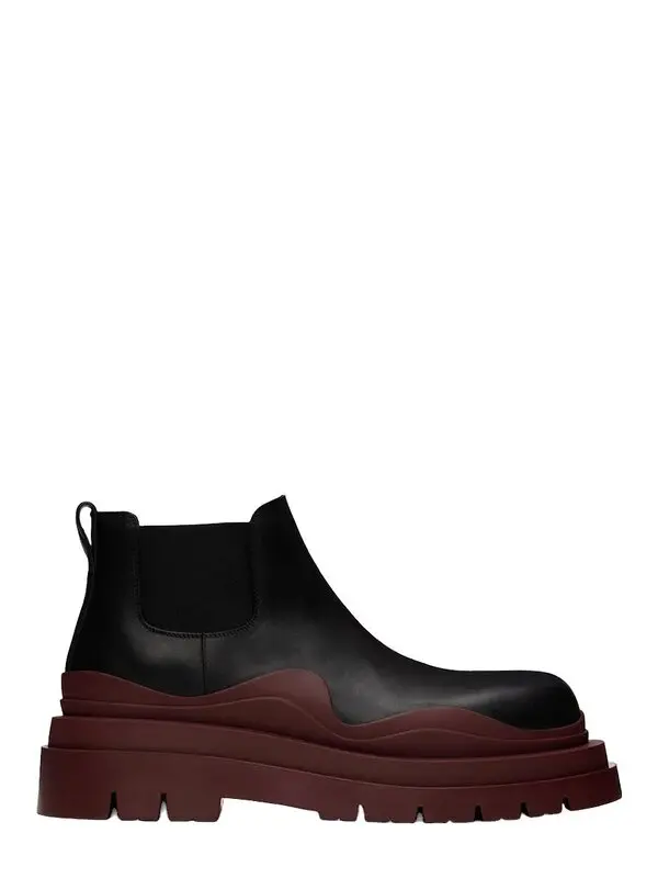 Bottega Veneta Leather Tire Chelsea Ankle Boots - Black/brown