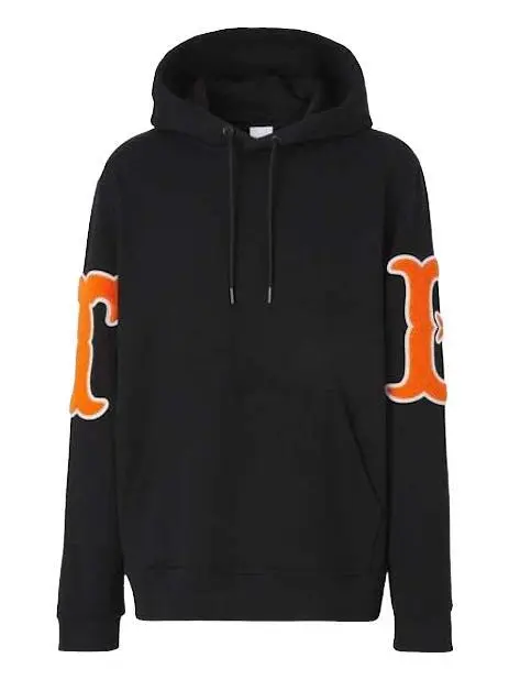 Burberry Letter Graphic Appliqué Hoodie - Black
