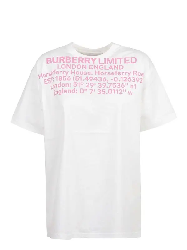 Burberry Location Print T-shirt - White/pink