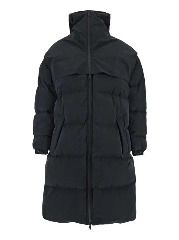 Bottega Veneta Long Fronted Popeline Puffer Jacket - Black