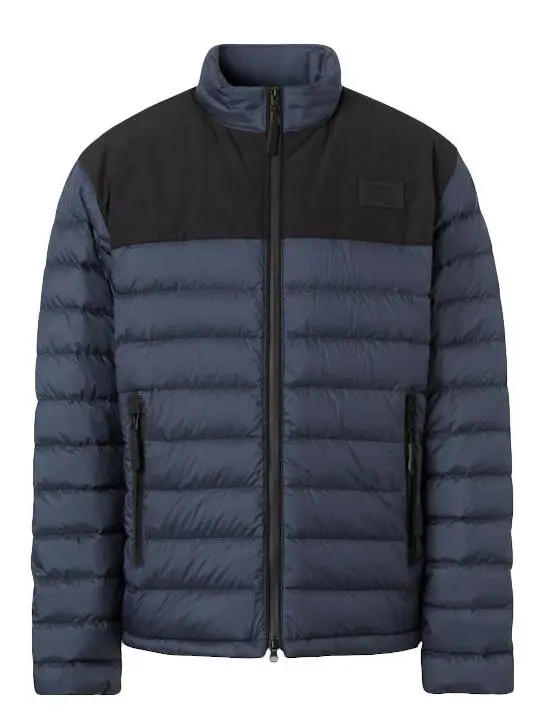 Burberry Logo Applique Lightweight Puffer Jacket - Navy Blue
