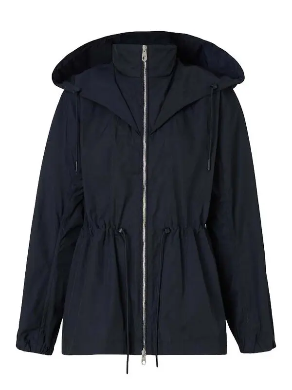 Burberry Logo Detail Hooded Parka - Navy Blue