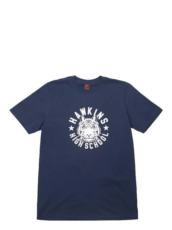 Nike X Stranger Things Hawkins High Tee Shirt - Navy Blue