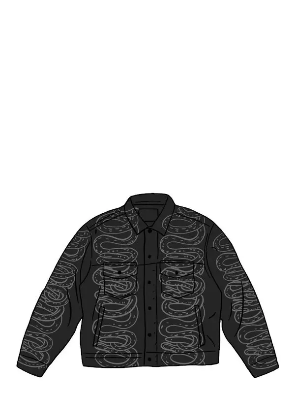Supreme Hysteric Glamour Snake Denim Trucker Jacket - Black