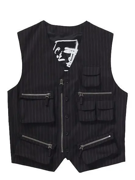 Supreme Jean Paul Gaultier Pinstripe Cargo Suit Vest - Black