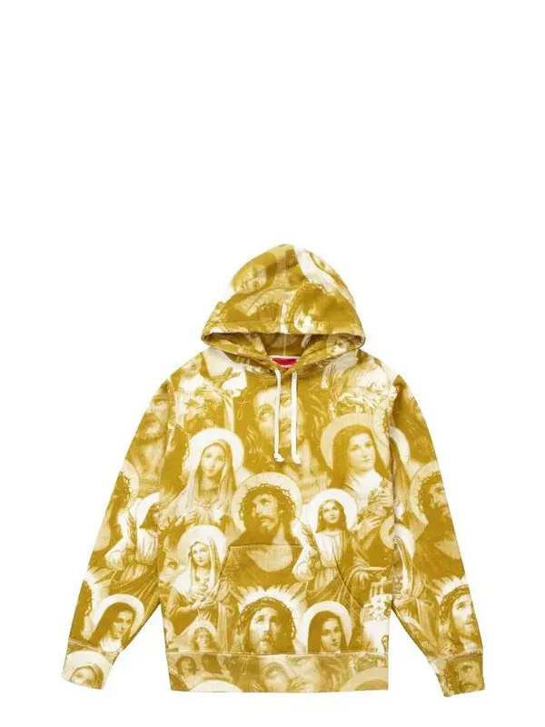 Supreme Jesus And Mary Hooded Sweatshirt - Gold
