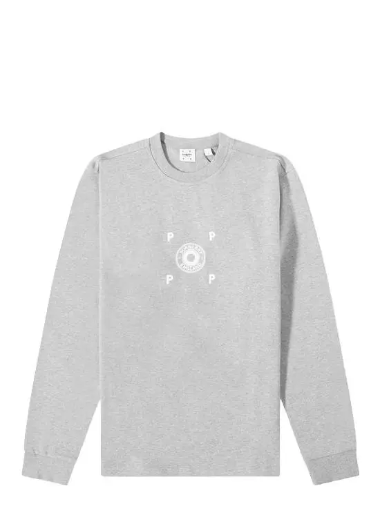 Burberry X Pop Trading Company Long Sleeve Raffy Tee Shirt - Pale Grey Melange