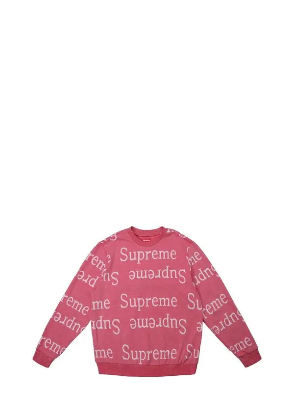 Supreme Jacquard Logo Crewneck Sweatshirt - Dark Pink