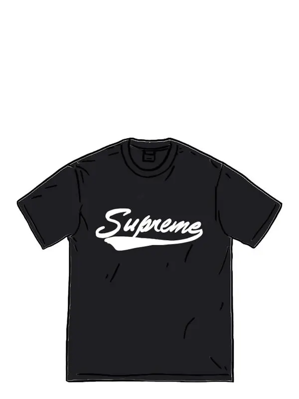 Supreme Intarsia Script Short Sleeve Top - Black